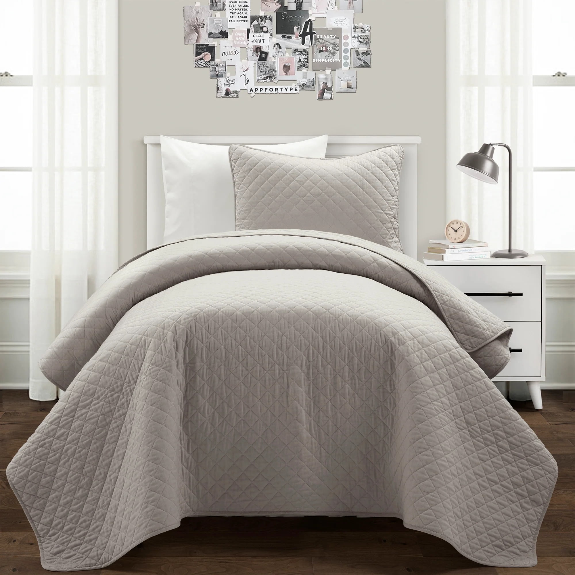 Ava Diamond Oversized Cotton Quilt Set by Lush Decor - Walmart.com