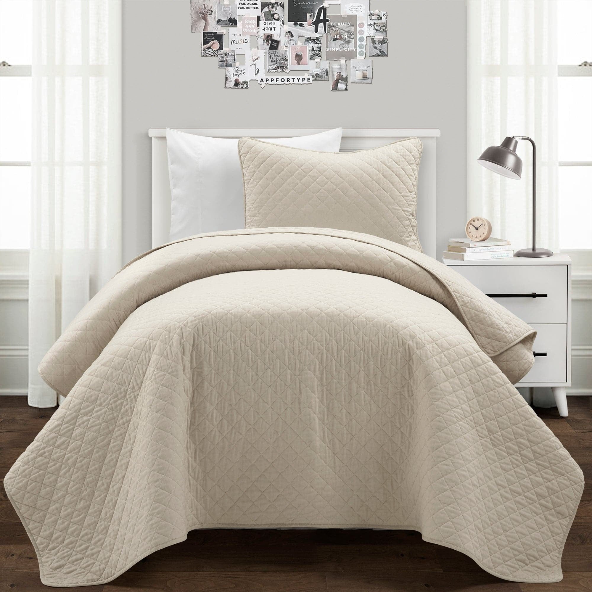 Ava Diamond Oversized Cotton Quilt Set by Lush Decor - Walmart.com