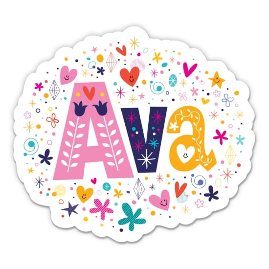 Ava Girl Name Cute Kid Lunchbox - 3" Vinyl Sticker - For Car Laptop ...