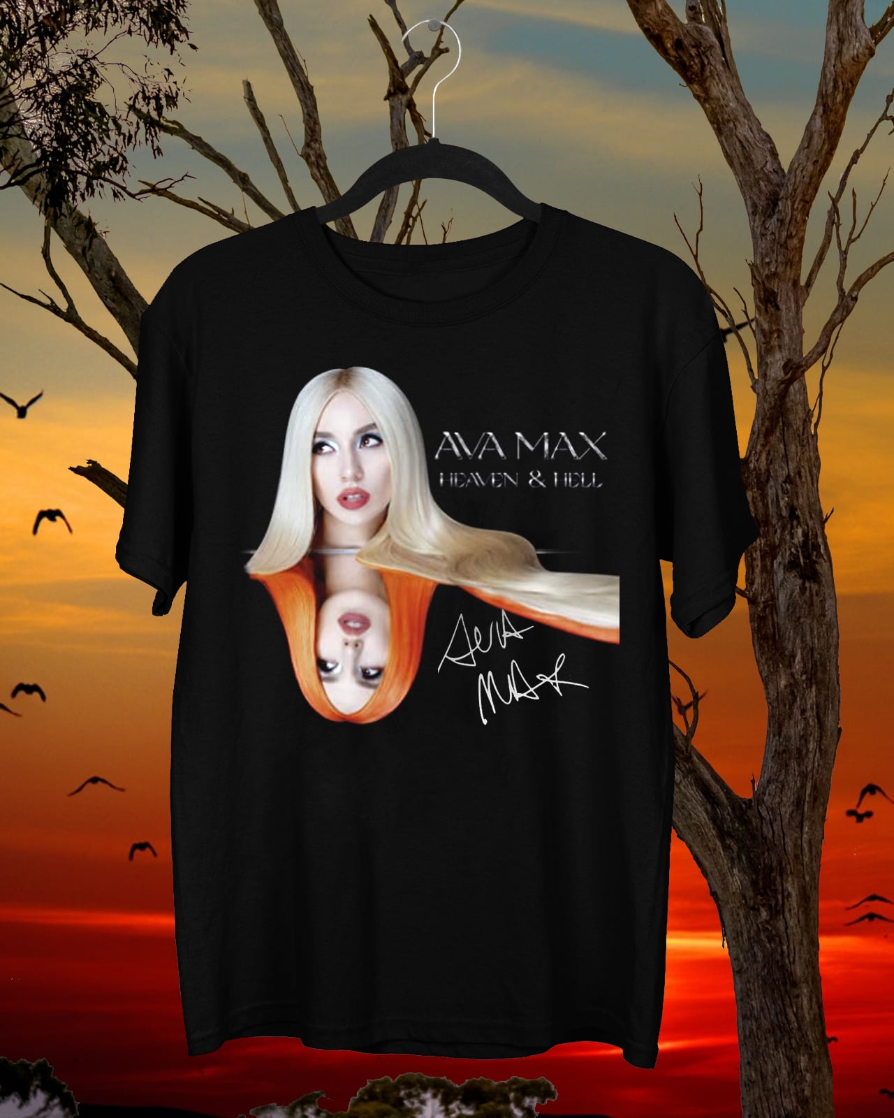 Ava Max Signature Heaven and Hell Gift For fan Black All Size T-Shirt ...