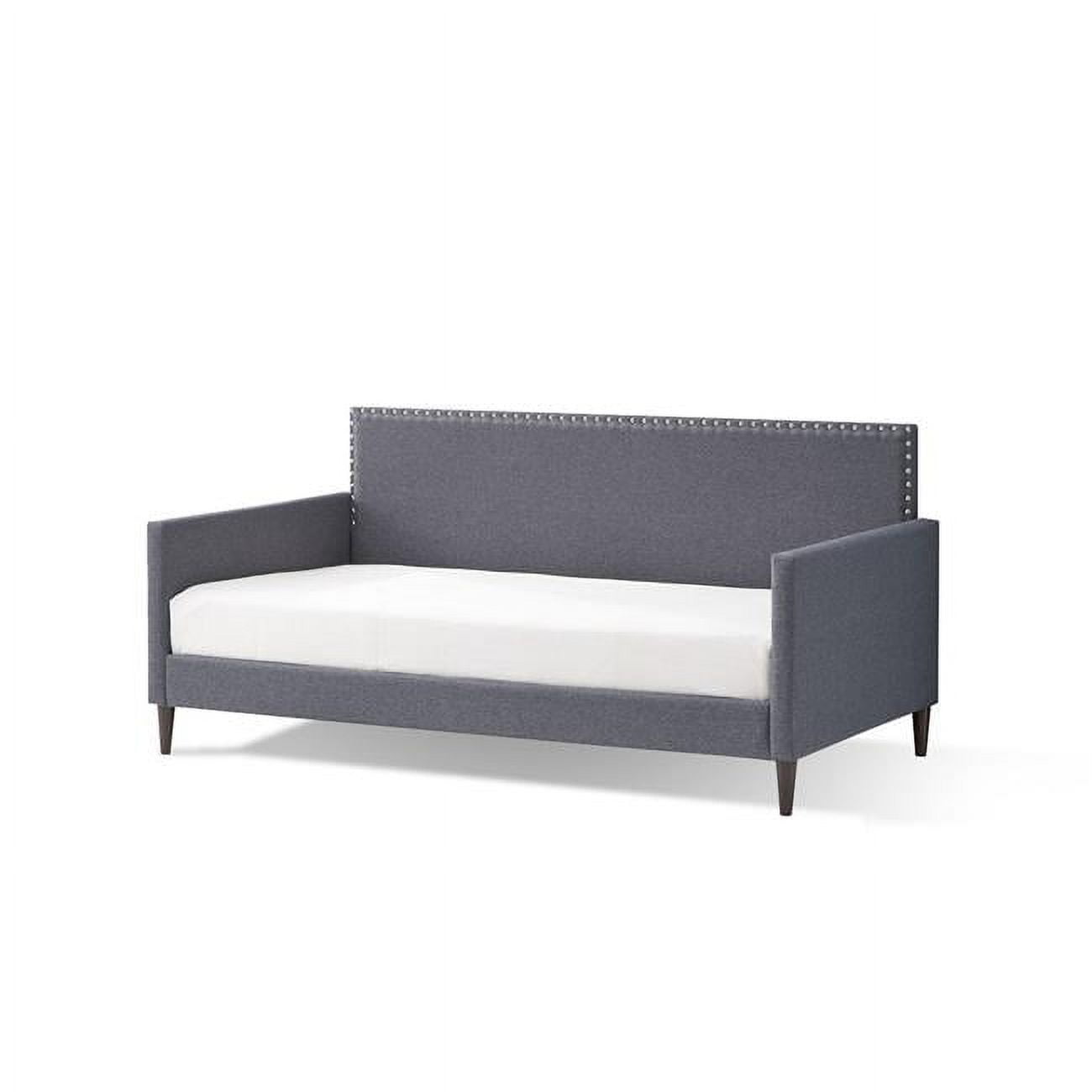 Contemporary Gray Solid Wood & Polylinen Daybed with Nailhead Trim