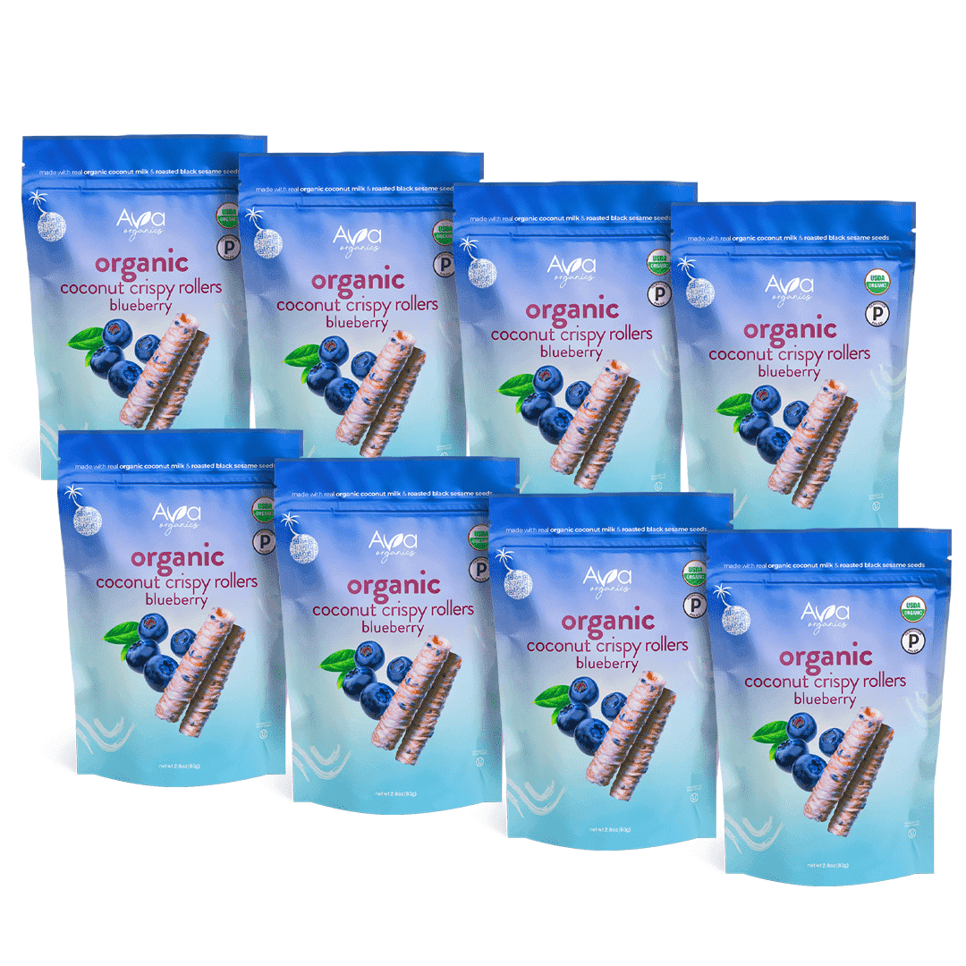 Ava Organics Coconut Crispy Rollers, Blueberry, Gluten-Free, Non-GMO, 2 ...