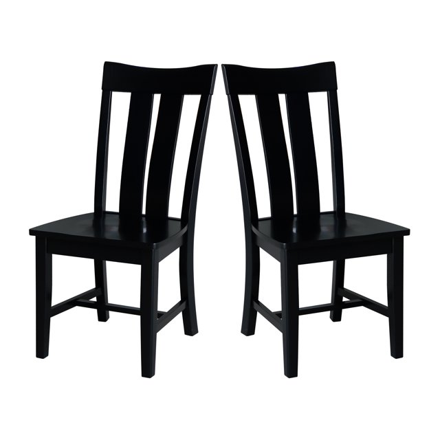 International Concepts Ava Solid Wood Dining Chairs - Set of 2 in Black ...