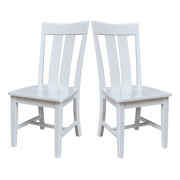 Ava Wooden Kitchen Solid Wood Dining Chairs - Set of 2 in White from ...