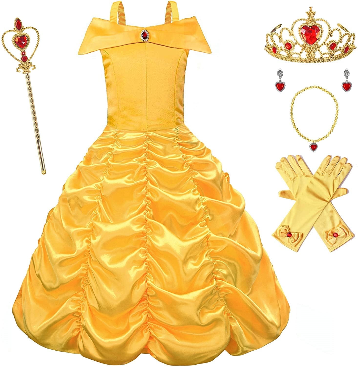 Avady Belle Costume for Girls Belle Princess Dress Up Costume Off Shoulder Cosplay Costume ...