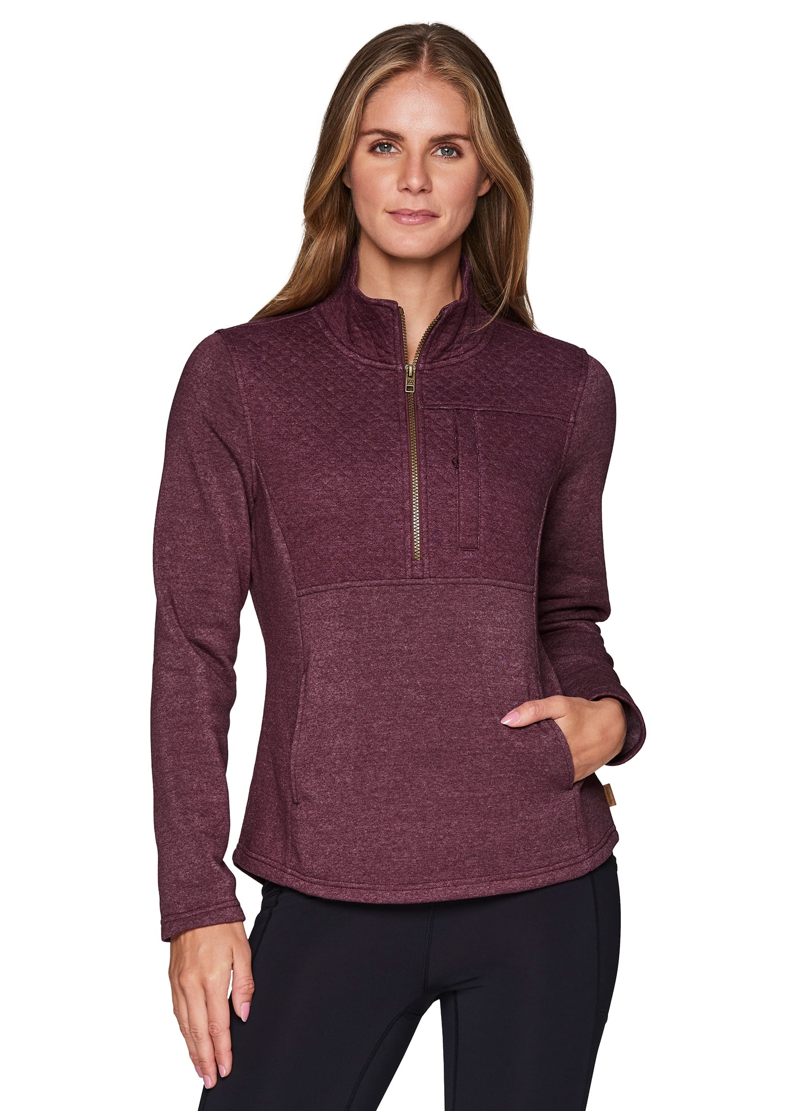 Avalanche Women's 1/4 Zip Quilted Fleece Pullover Sweatshirt With ...