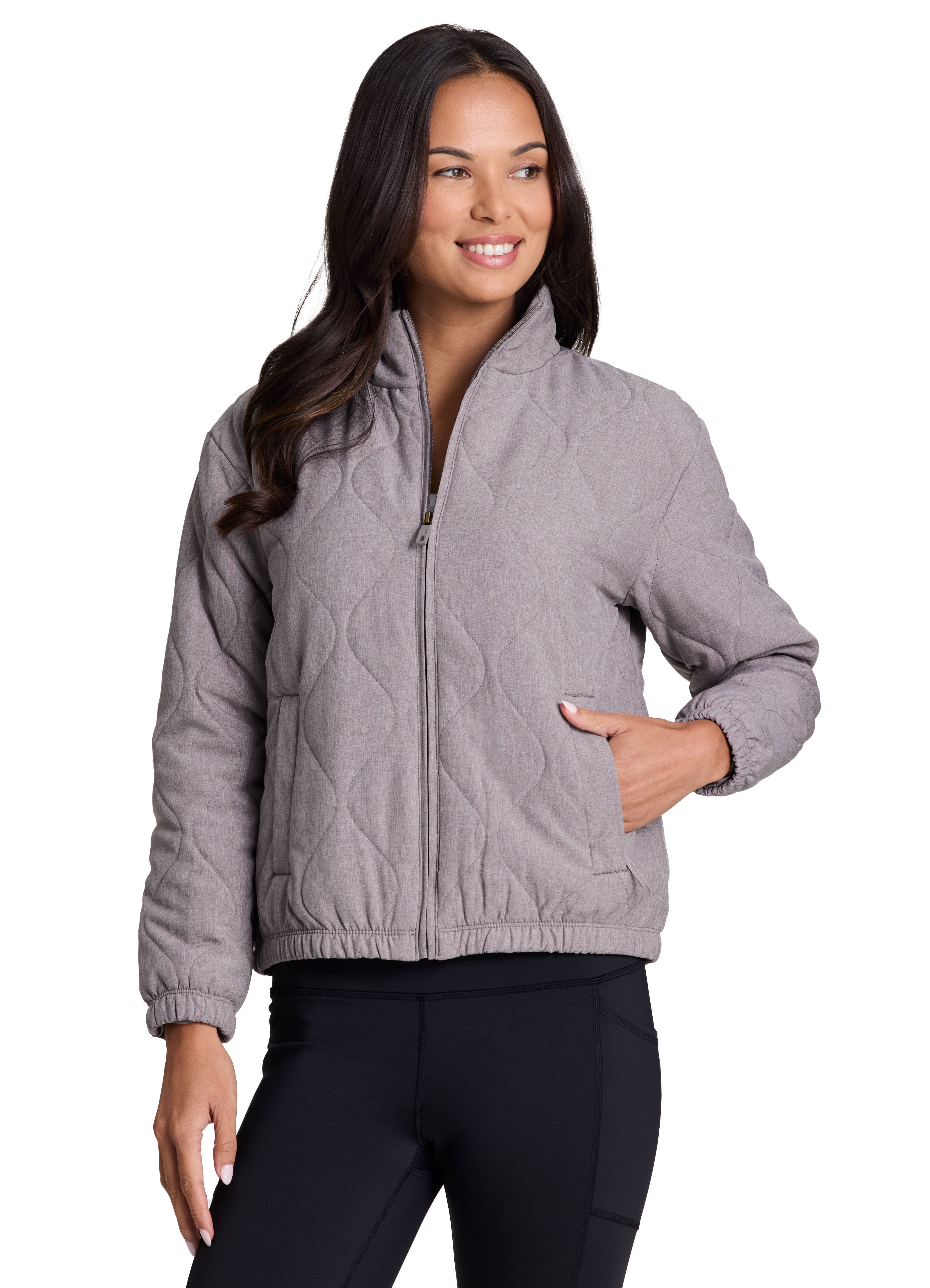 Avalanche Women's Mini Puffer Quilted Mock Neck Jacket with Zipper ...
