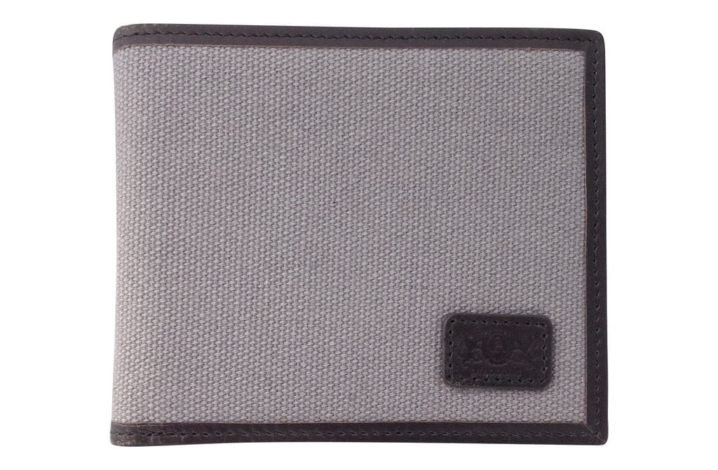 Avallone Men's Canvas & Leather Bi-Fold RFID Wallet - Grey Handmade ...