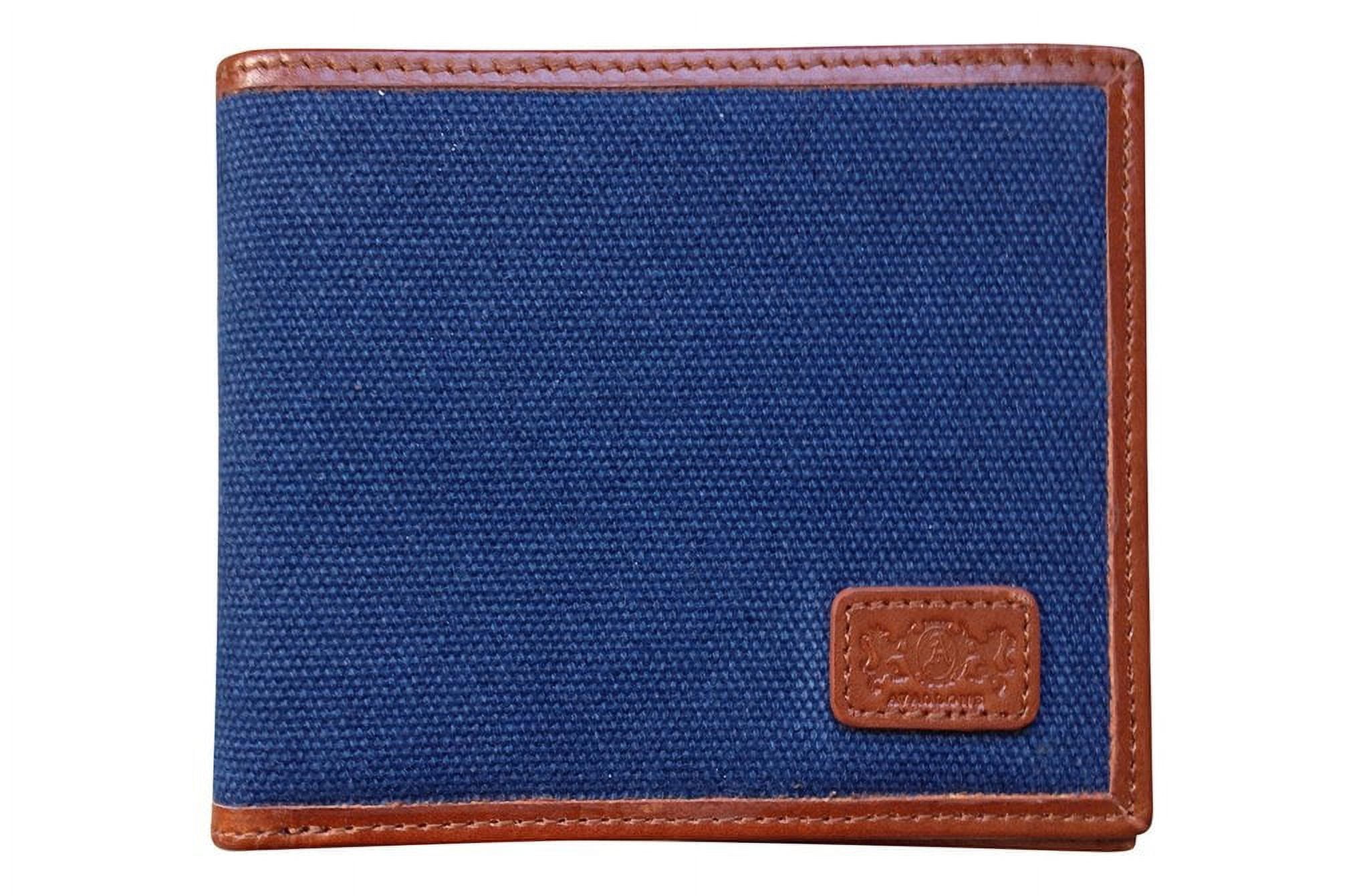 Avallone Men's Canvas & Leather Bi-Fold RFID Wallet - Navy Blue ...