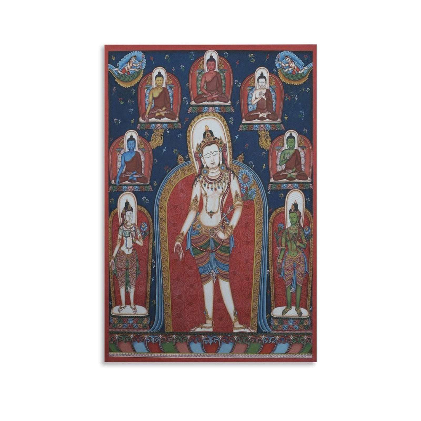 Avalokiteśvara Around Buddha In Mudras From Nepal Thangka Painting ...