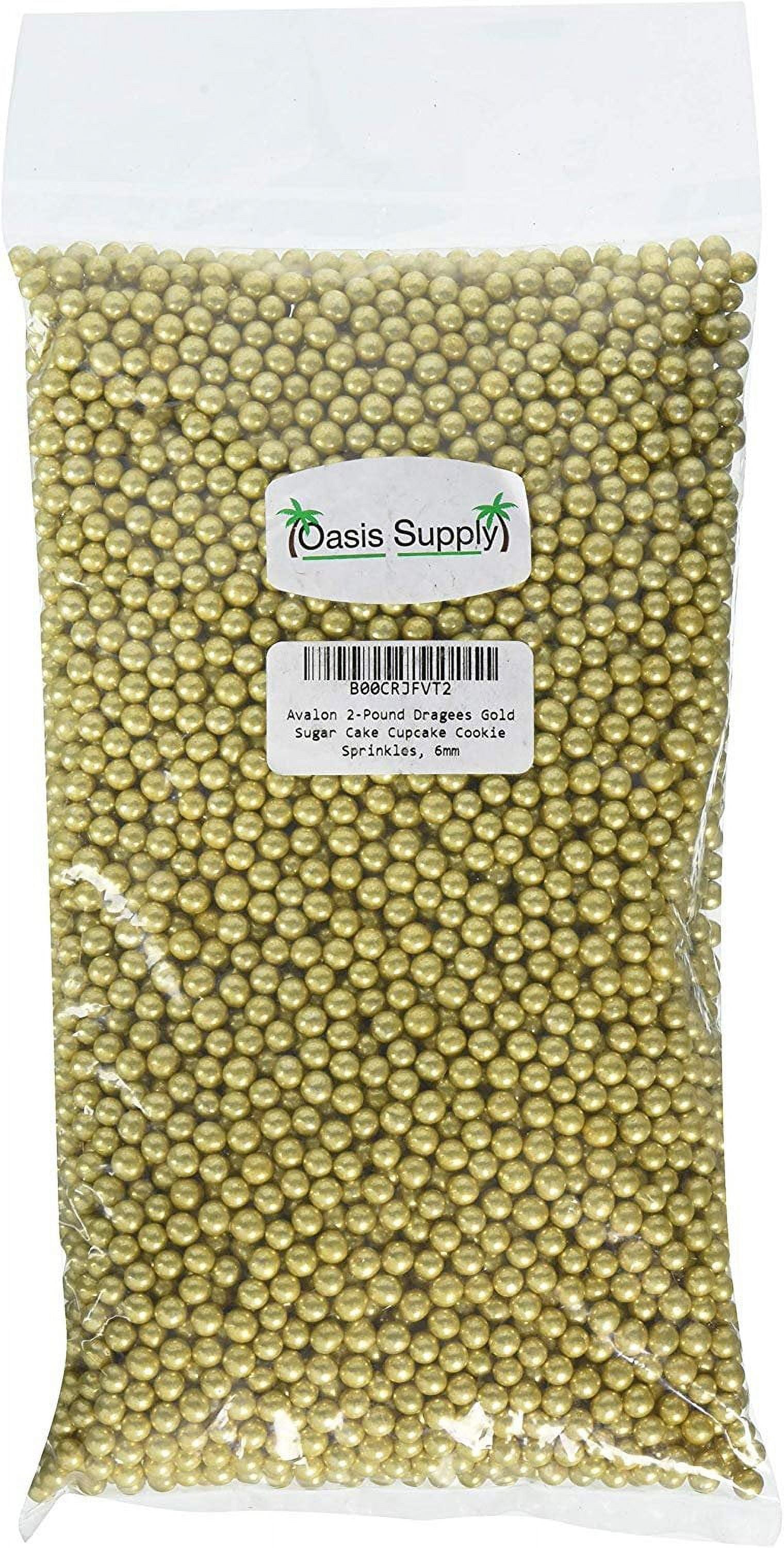 Avalon 2-Pound Dragees Gold Sugar Cake Cupcake Cookie Sprinkles, 6mm ...
