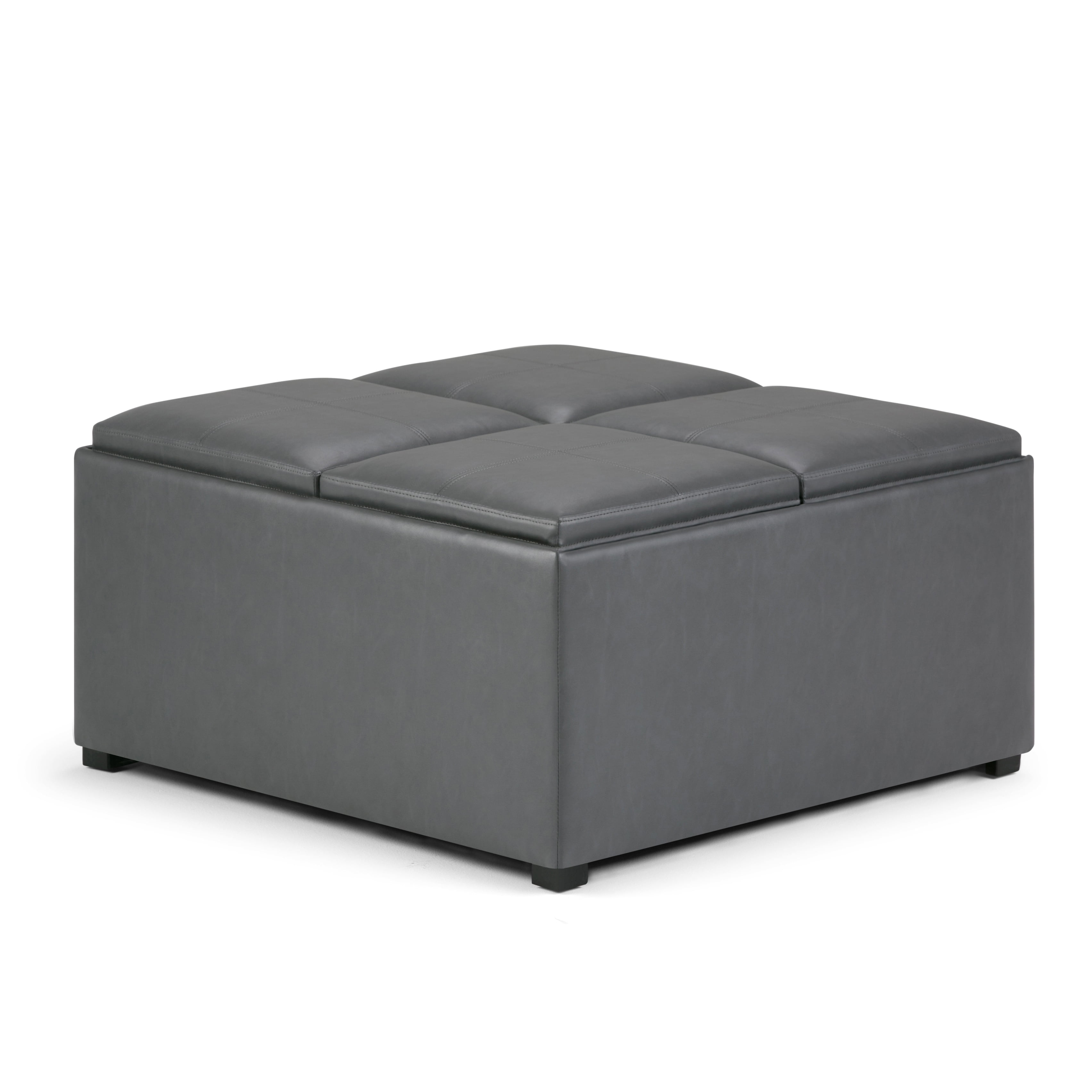 Avalon 35 inch Wide Contemporary Square Coffee Table Storage Ottoman in ...