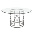 Avalon 54" Round Glass Top Dining Table with Round Stainless Steel Base ...