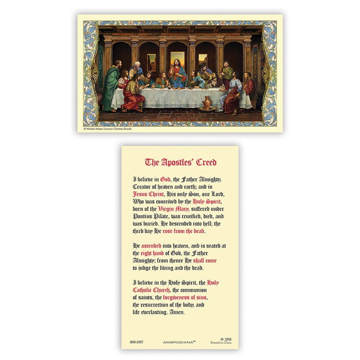 Last Supper Holy Card - 25/pk - Walmart.com