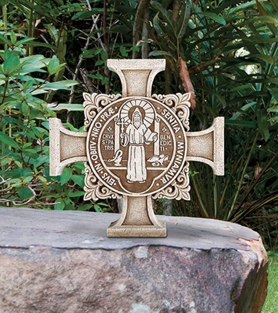 Avalon Gallery Saint Benedict Stoneresin Garden Cross Stepping Stone ...