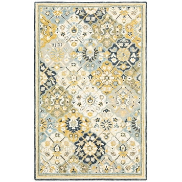 Avalon Home Acadia Floral Border Handcrafted Wool Area Rug or Runner ...