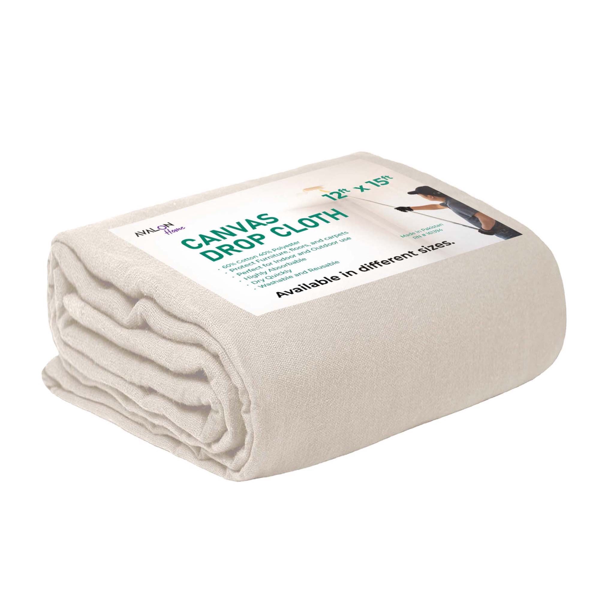 Avalon Home Canvas Drop Cloth 12x15 ft Pack of 1 - 8oz Painters Drop ...