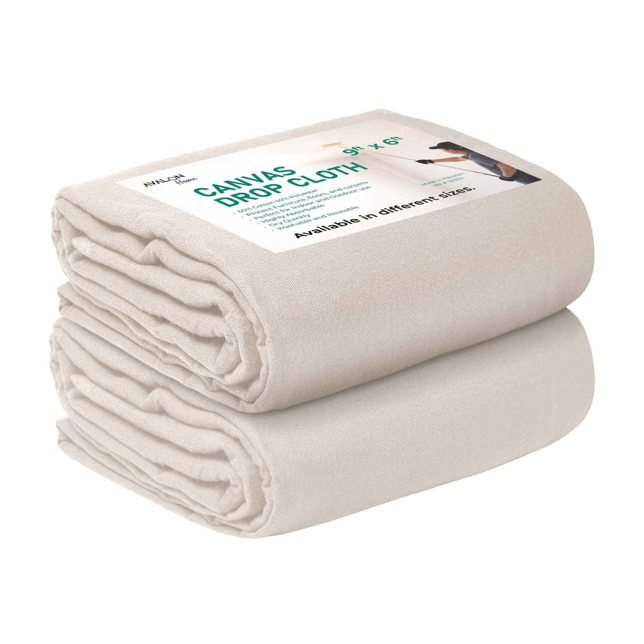 Avalon Home Canvas Drop Cloth 6x9 ft, Pack of 2 - Odourless, Eco ...