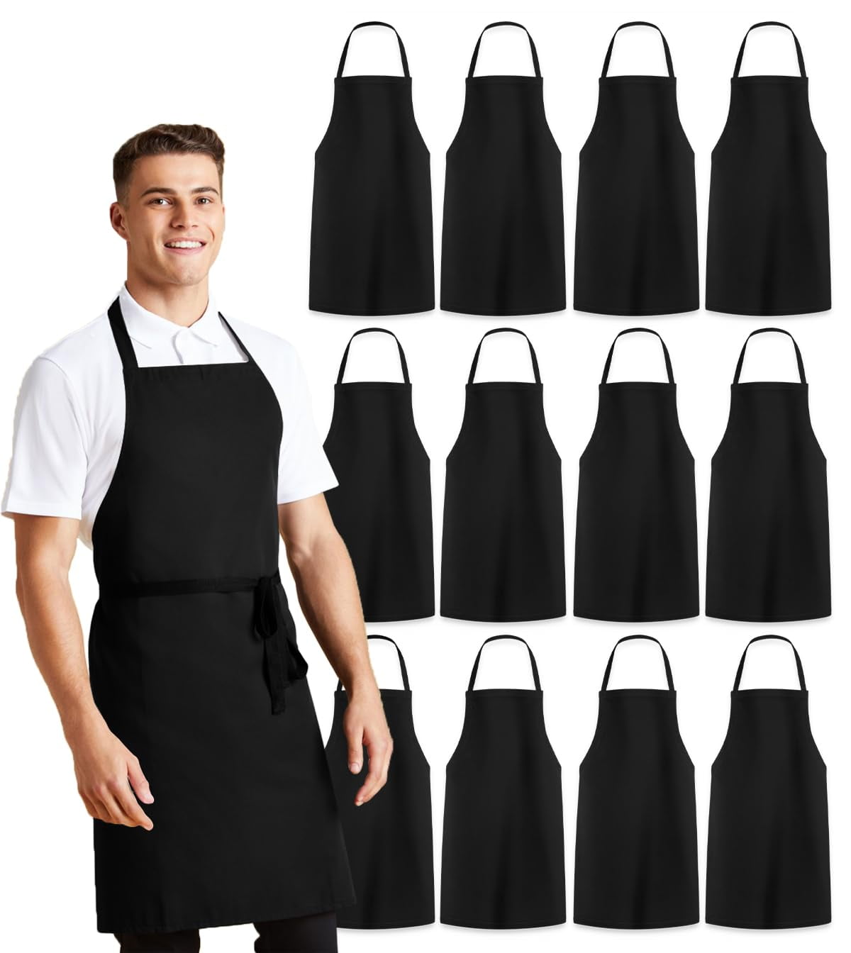 Avalon 12-Pack Adult Kitchen Aprons - Perfect for Cooking, BBQ ...