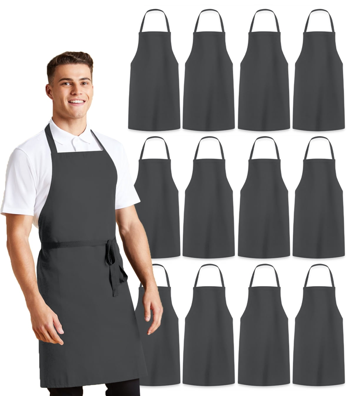 Avalon Kitchen Apron 12 Pack Bulk Grey Aprons Perfect Kitchen Cooking ...