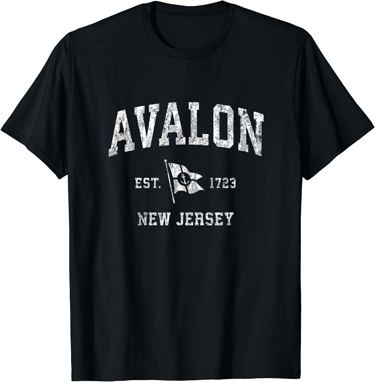 Avalon NJ Vintage Nautical Boat Anchor Flag Sports T-Shirt - Walmart.com
