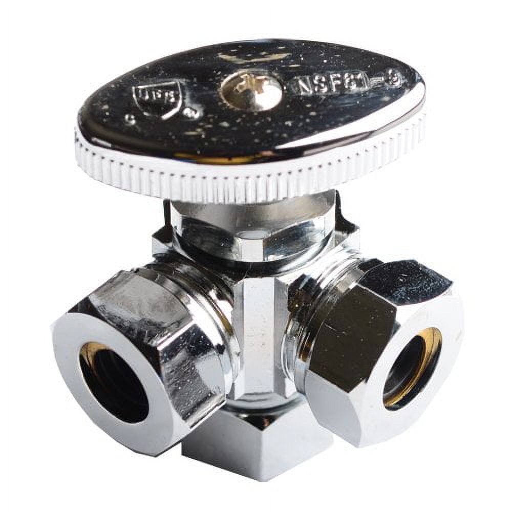 Avalon Three Way Angle Stop 5/8 Comp x 1/2 -7/16 S.J. x 3/8 OD Valve - Walmart.com