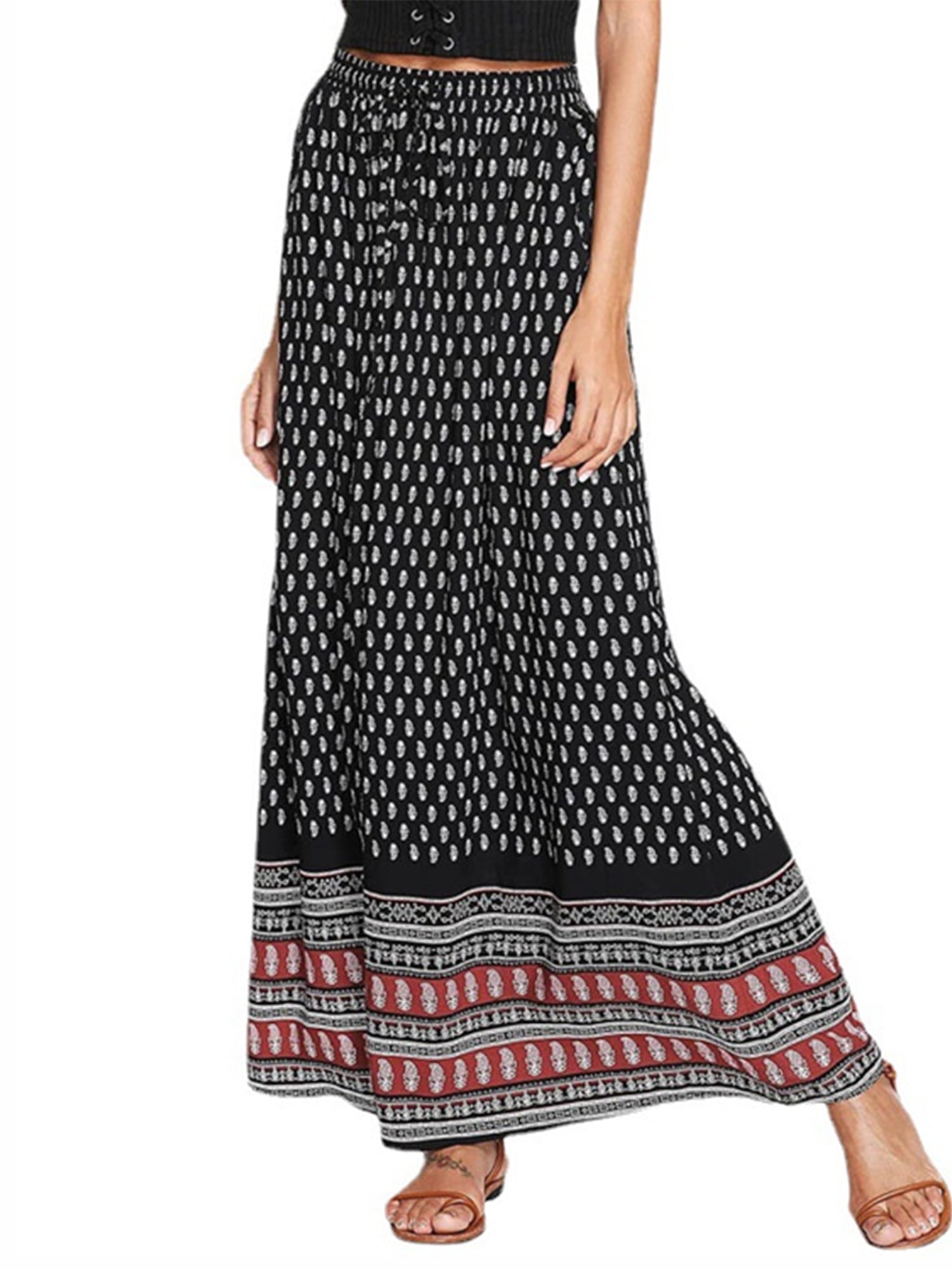 Avamo Long Skirts for Women Fall Winter Flowy Maxi Skirt High Waist ...