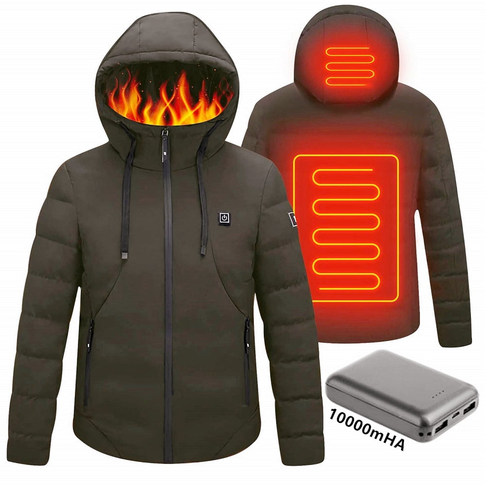 Avamo Man USB Heated Coat,Lightweight Hooded Heated Jacket,Full-Zip ...