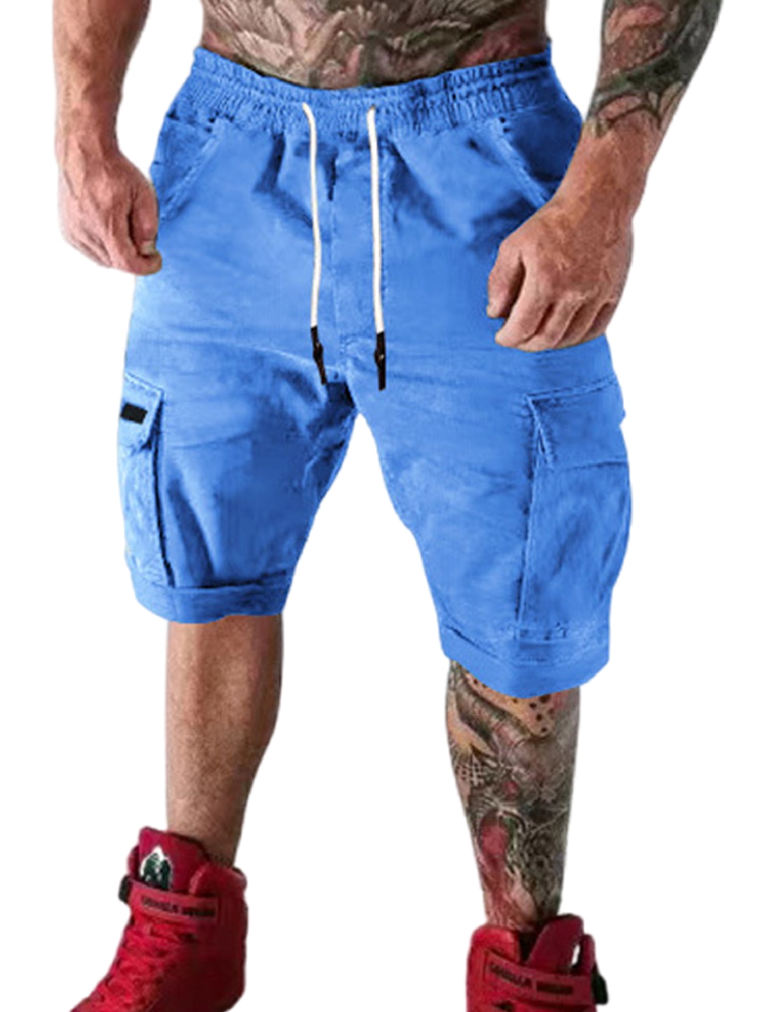 Avamo Men's Cargo Shorts Elastic Waisted Bottoms High Waist Summer ...