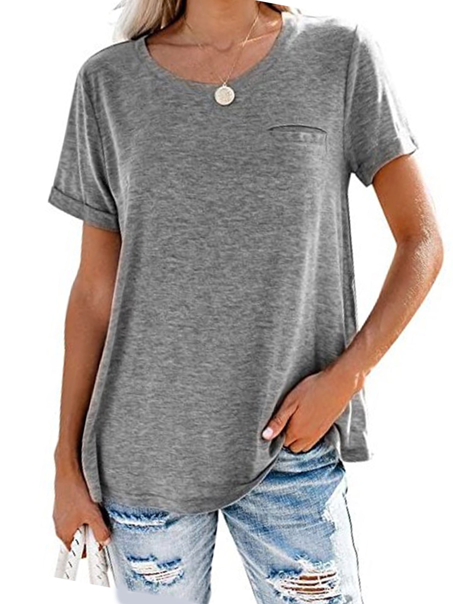 Avamo Summer Short Sleeve Pullover Shirts Tops For Women Casual Loose ...