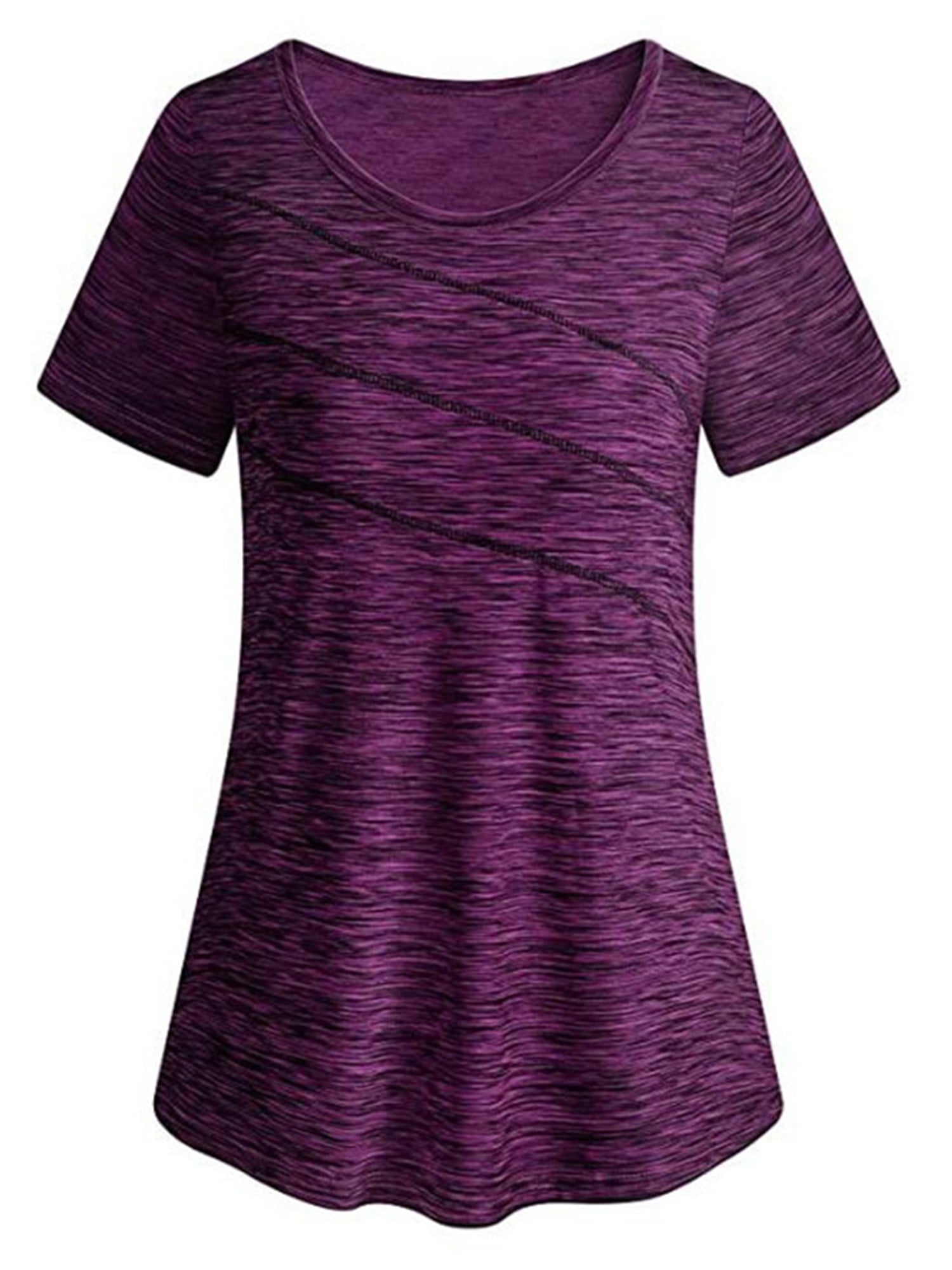 Avamo Womens Yoga Tops Flowy Fitness Workout Shirts Short Sleeve Crew ...