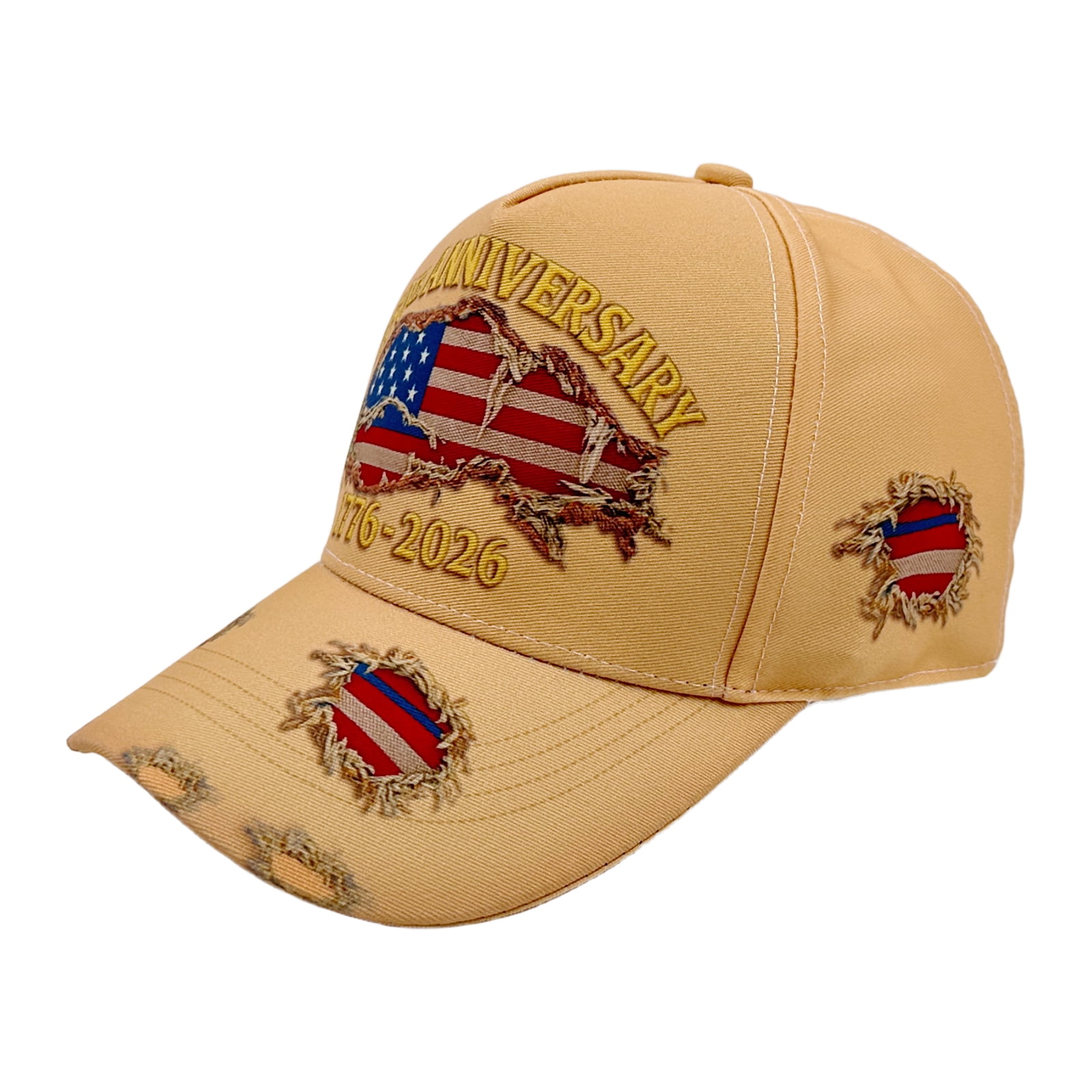 Avaner 250th Anniversary Distressed Denim USA Flag Baseball Cap: 3D ...