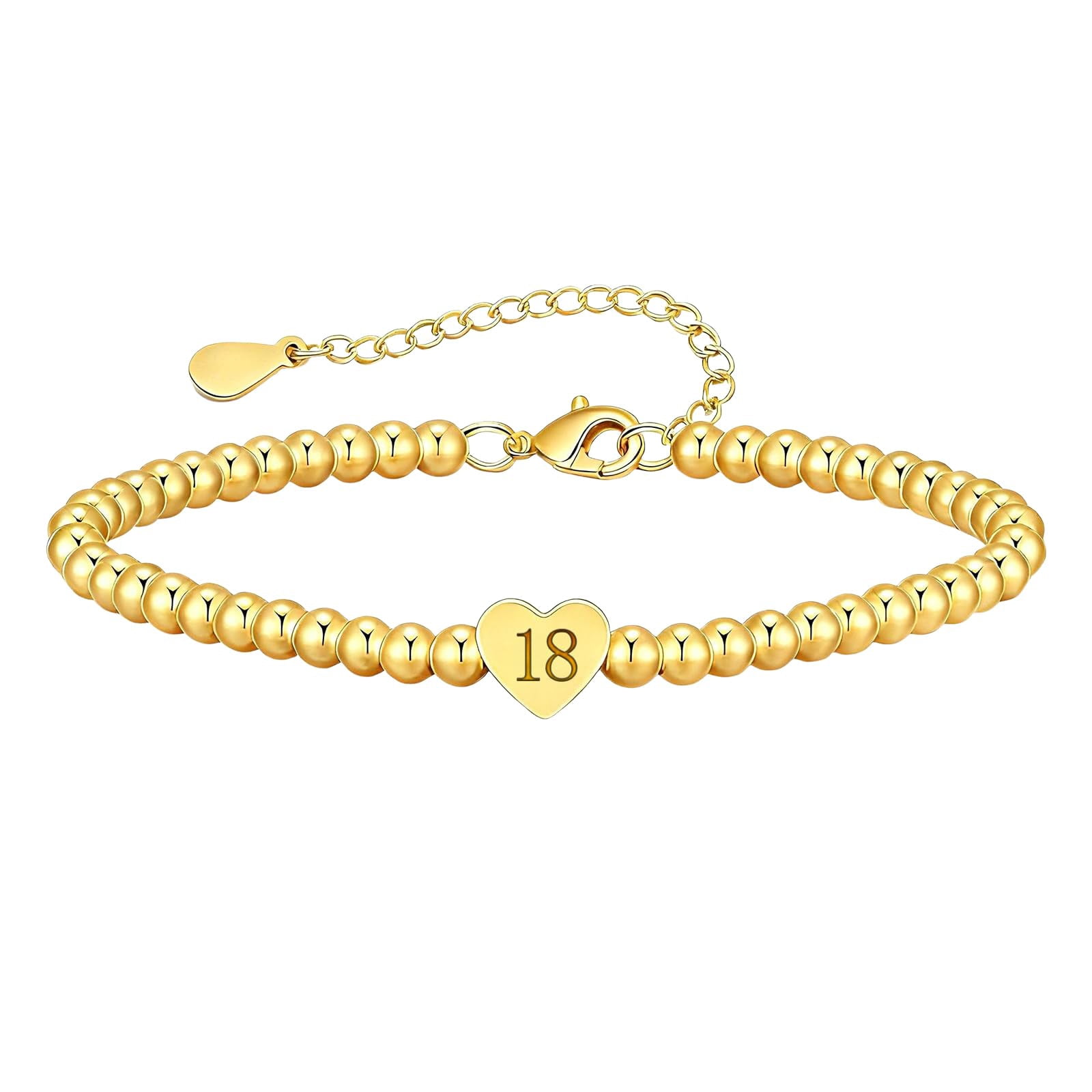 Avaner Birthday Heart Bracelet: Stainless Steel Beaded Charm Bracelet ...
