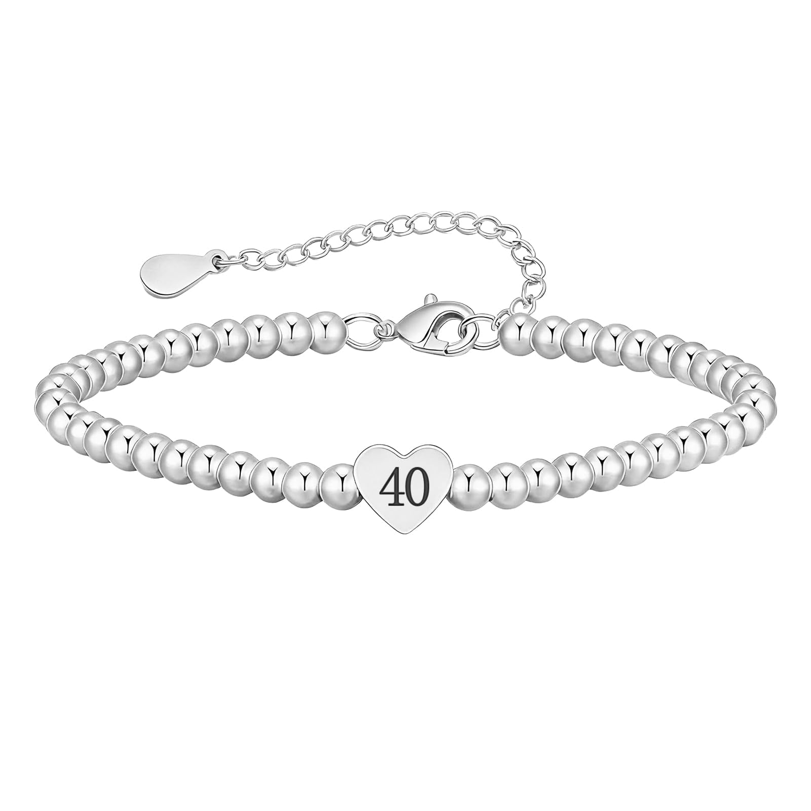 Avaner Birthday Heart Bracelet: Stainless Steel Beaded Charm Bracelet ...