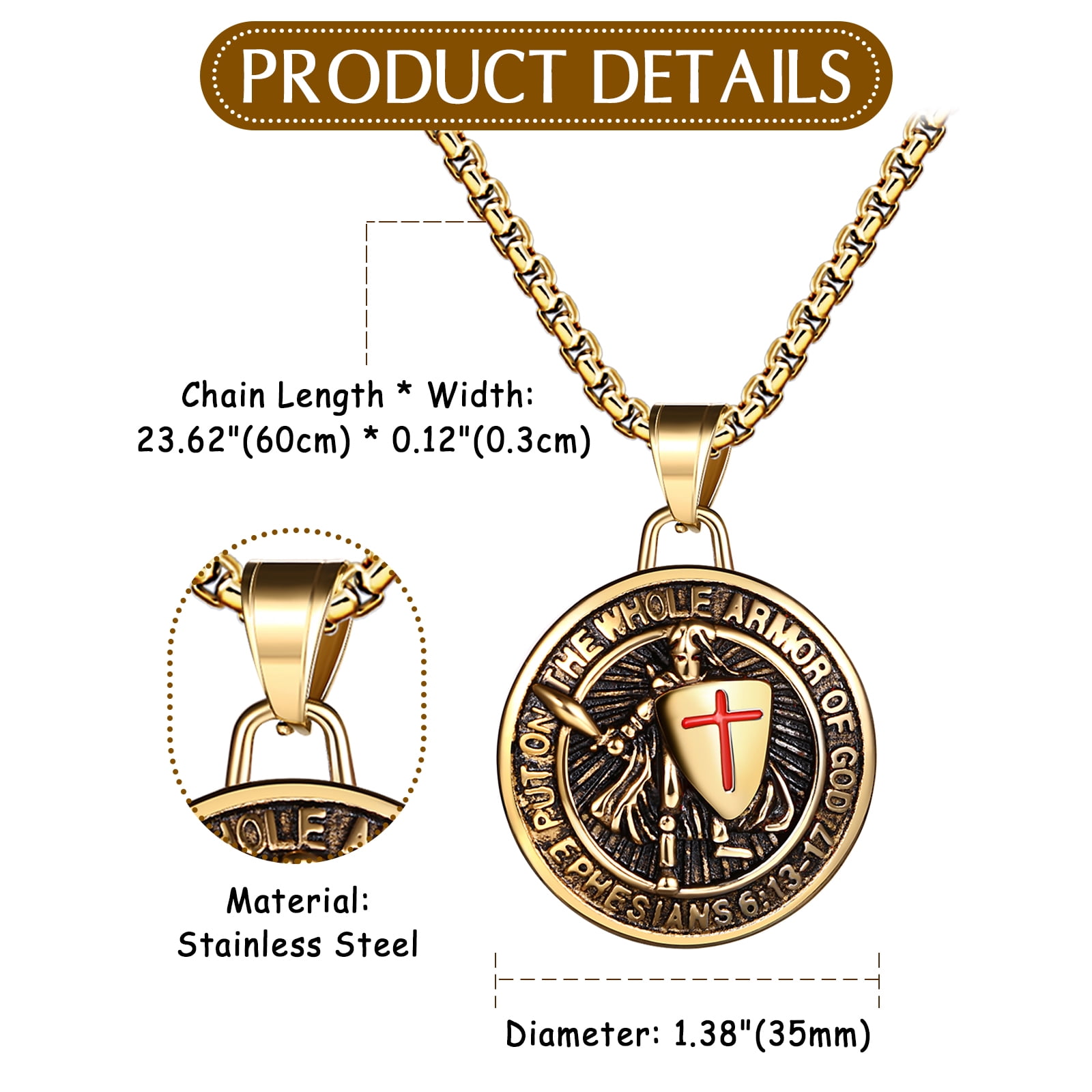 Avaner Cross Pendant Necklace, Shield of Faith, Religious Amulet ...