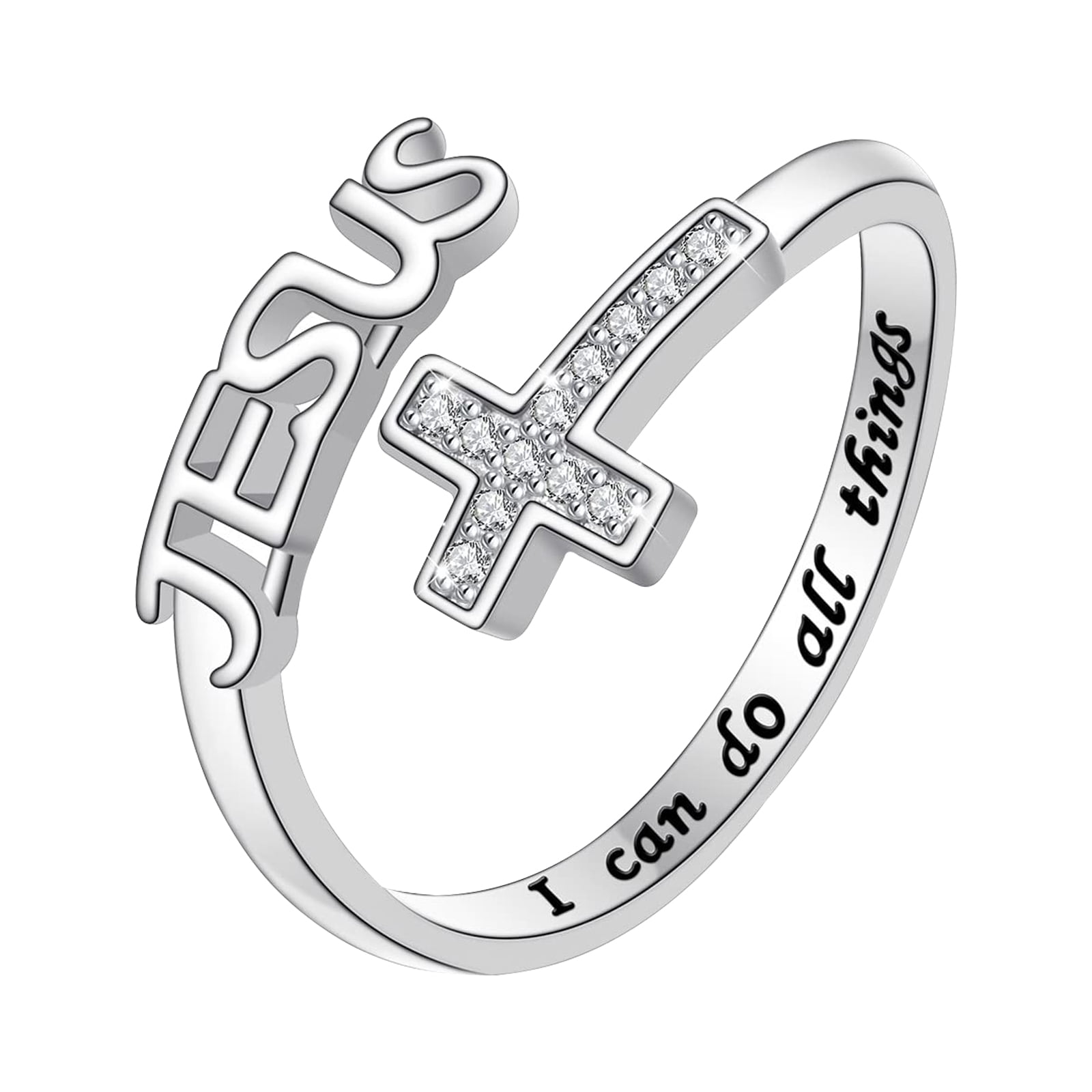 Avaner Cross Ring Copper Engraved I Can Do All Things Love Of Jesus ...