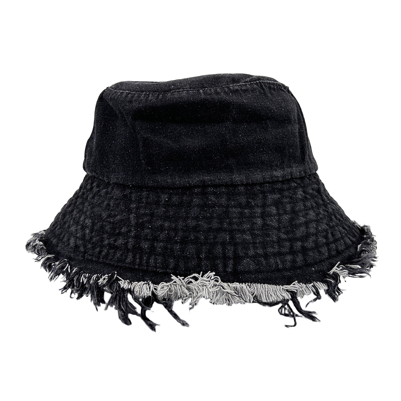 Avaner Distressed Raw Hem Denim Bucket Hat:Unisex Vintage Sun Cap for ...