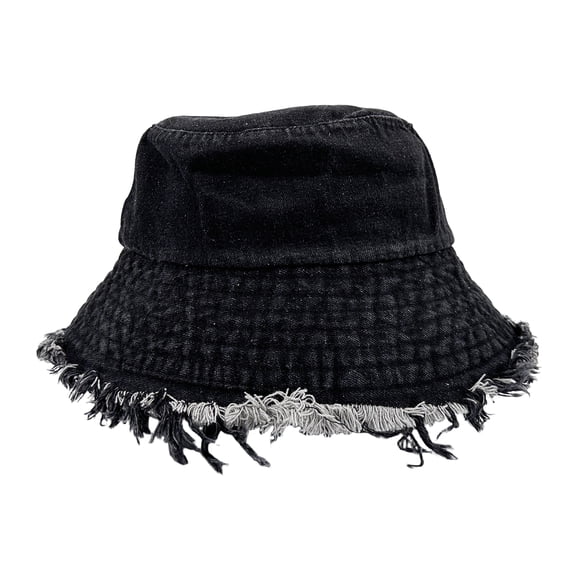 Avaner Distressed Raw Hem Denim Bucket Hat:Unisex Vintage Sun Cap for ...