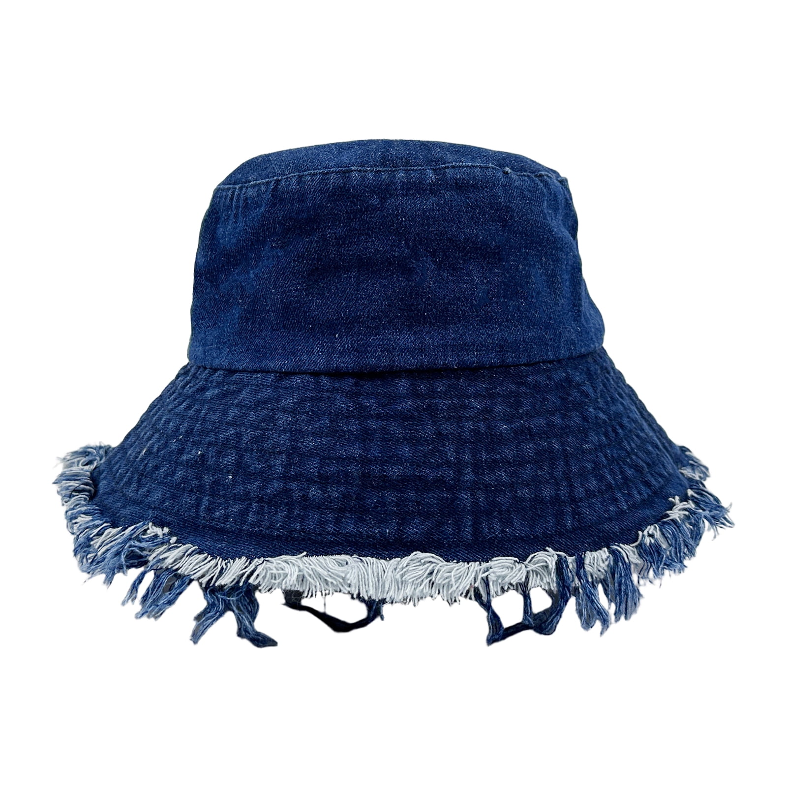 Avaner Distressed Raw Hem Denim Bucket Hat:Unisex Vintage Sun Cap for ...