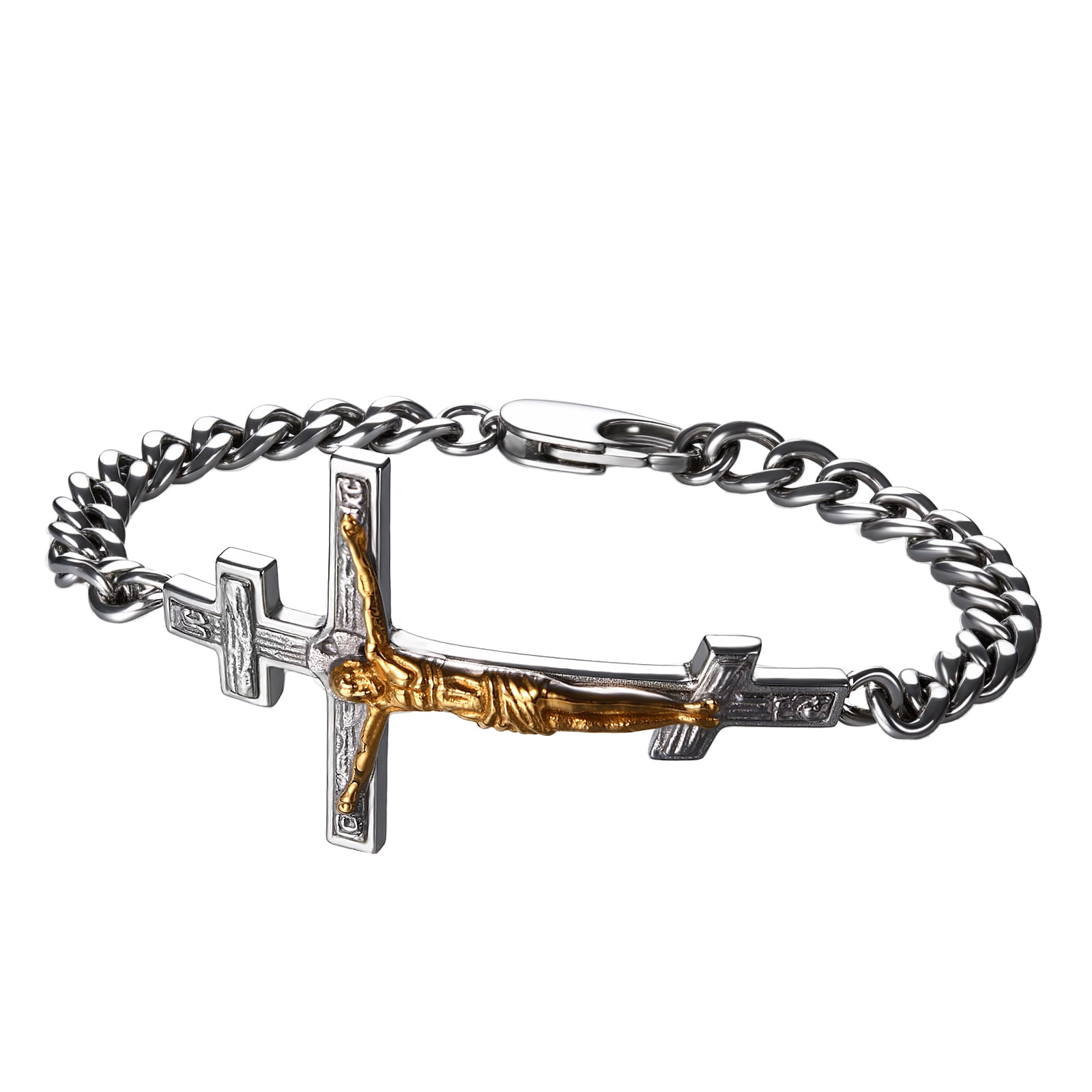 Avaner Jesus Christ Crucifix Cross Bracelet: Stainless Steel Jesus ...