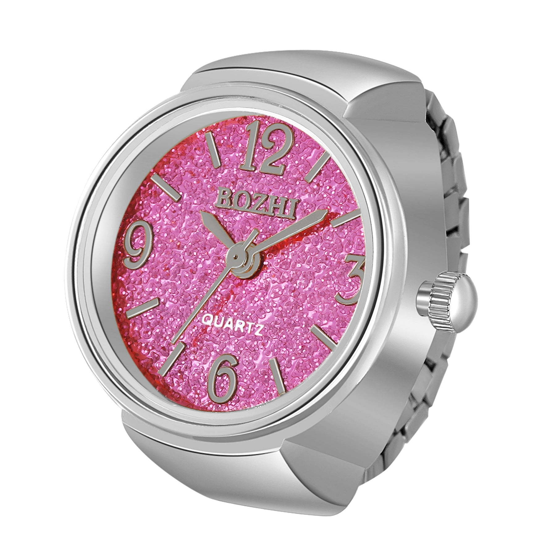 Avaner Men Women Elastic Band Finger Watch: Glitter Round Simple Dial ...