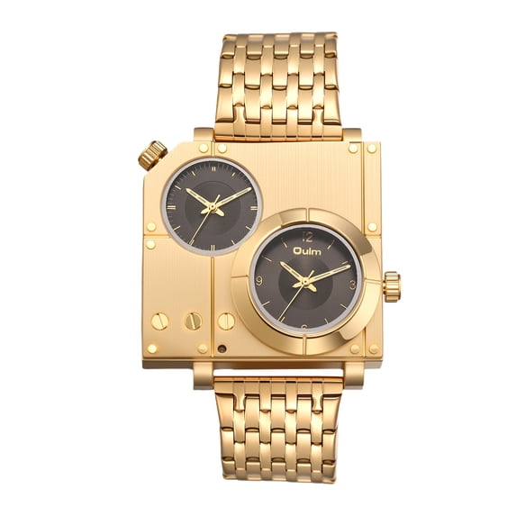 Avaner Men's Analog Quartz Square Large Case Dual Time Watch:Bar Marker ...