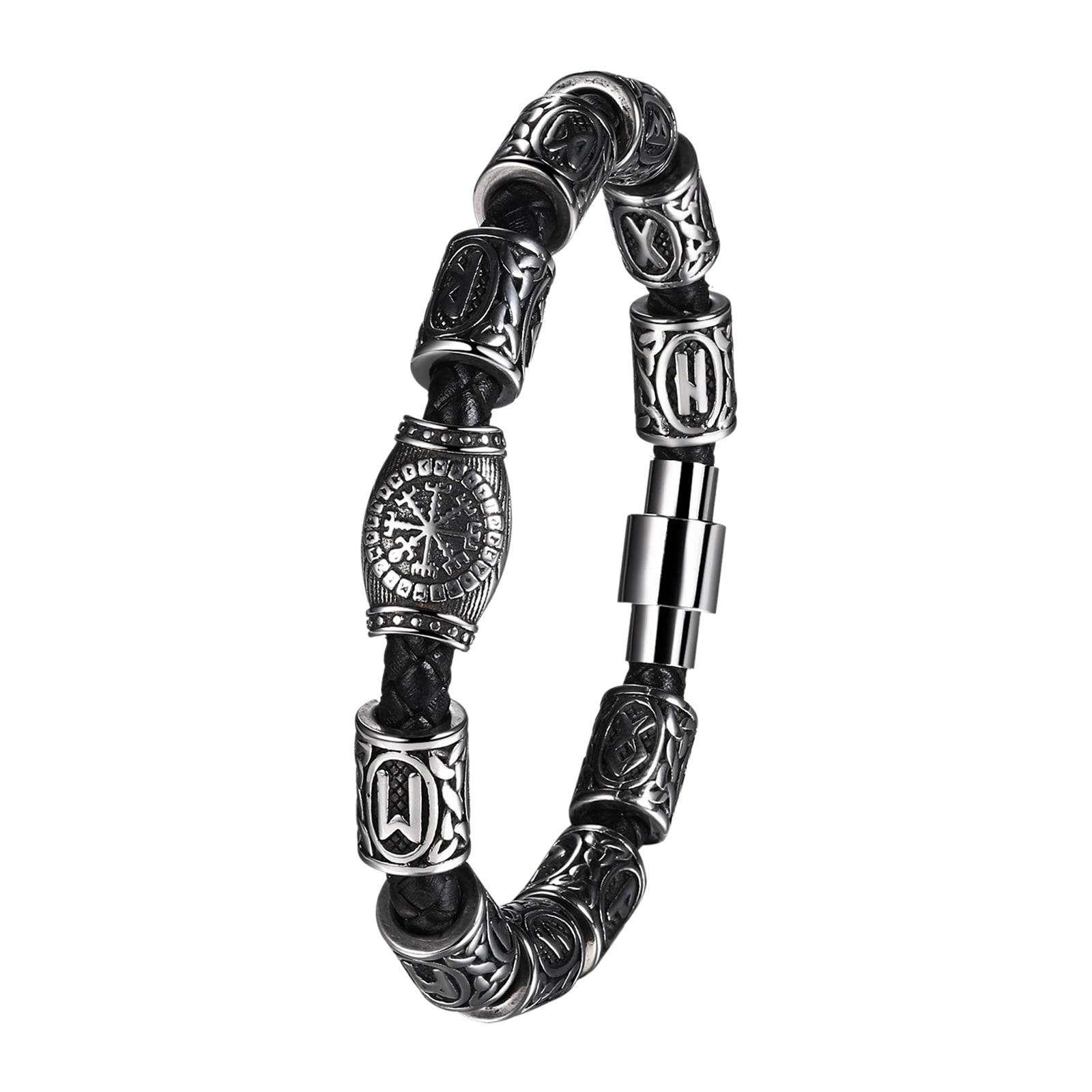 Avaner Men's Bracelet With Viking Rune Bead: Cool Stainless Steel ...