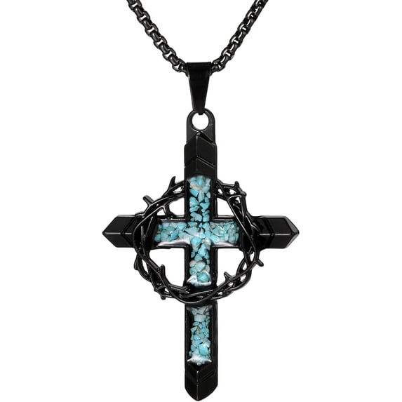 Avaner Men's Crown of Thorns Cross Necklaces: Vintage Gothic Crown ...