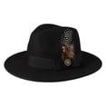 Avaner Men's Feather Trim Wide Brim Fedora Hat: British Vintage ...