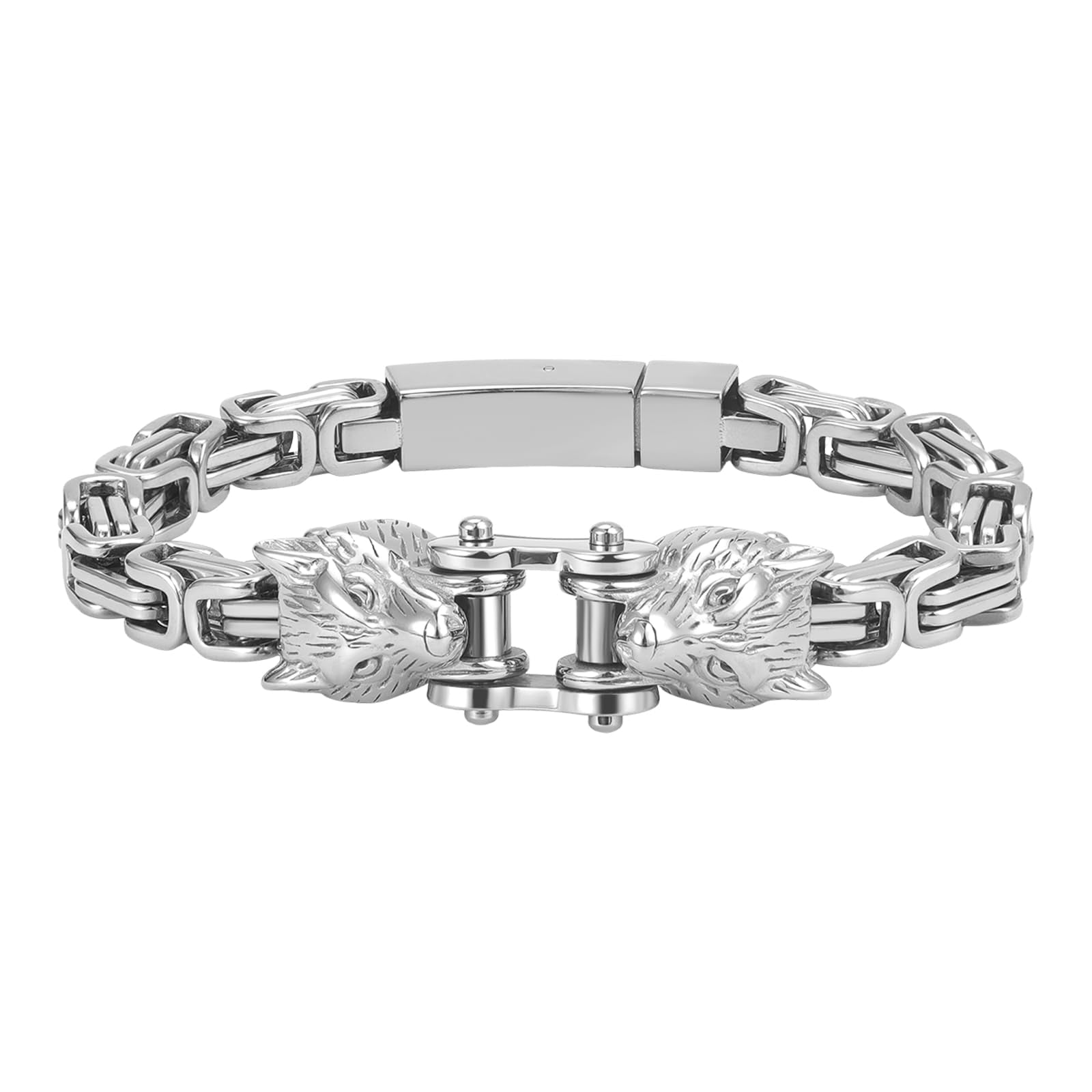 Avaner Men's Viking Wolf Bracelet: Punk Rock Gothic Wolf Head Byzantine ...