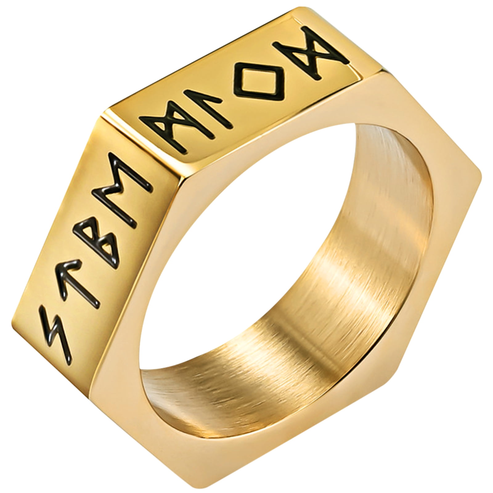 Avaner Mens Rings Hexagon Geometric Ring for Men 7Mm Wide Stainless ...