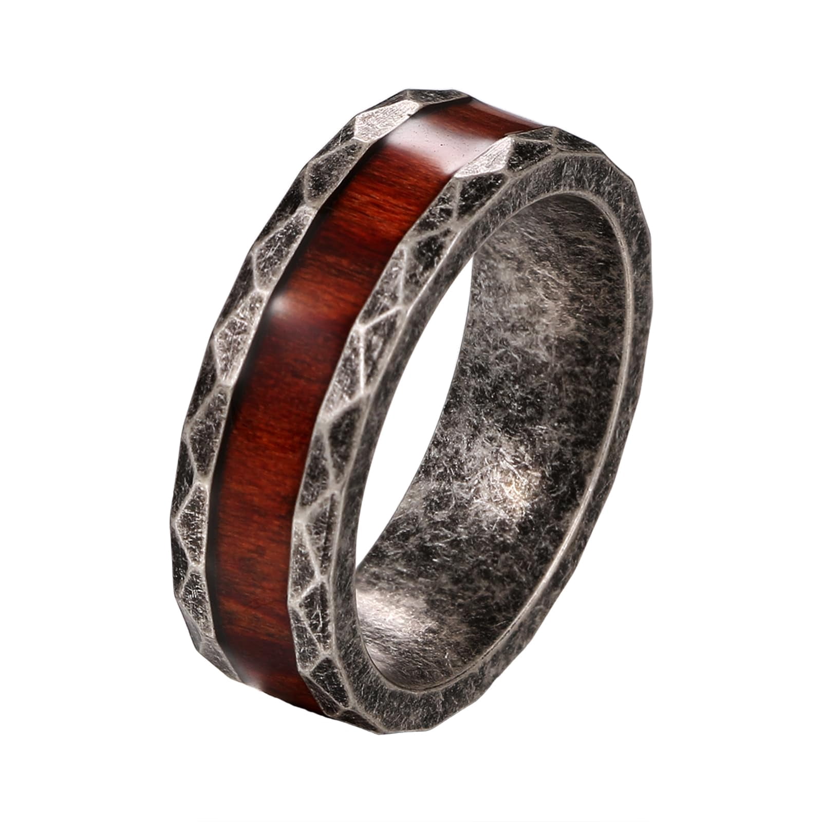 Avaner Mens Wooden Promise Rings: 8mm Vintage Stainless Steel Wood ...