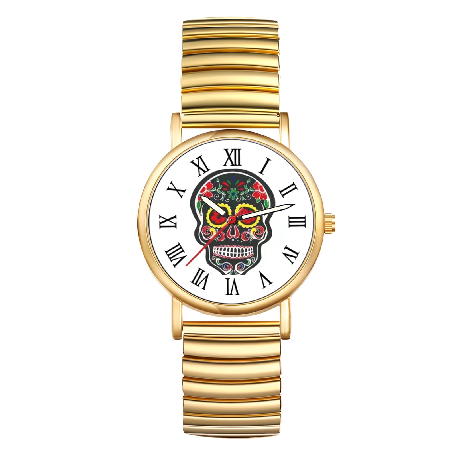 Avaner Skull Elastic Strap Watch for Women Men: Roman Numeral Scale ...