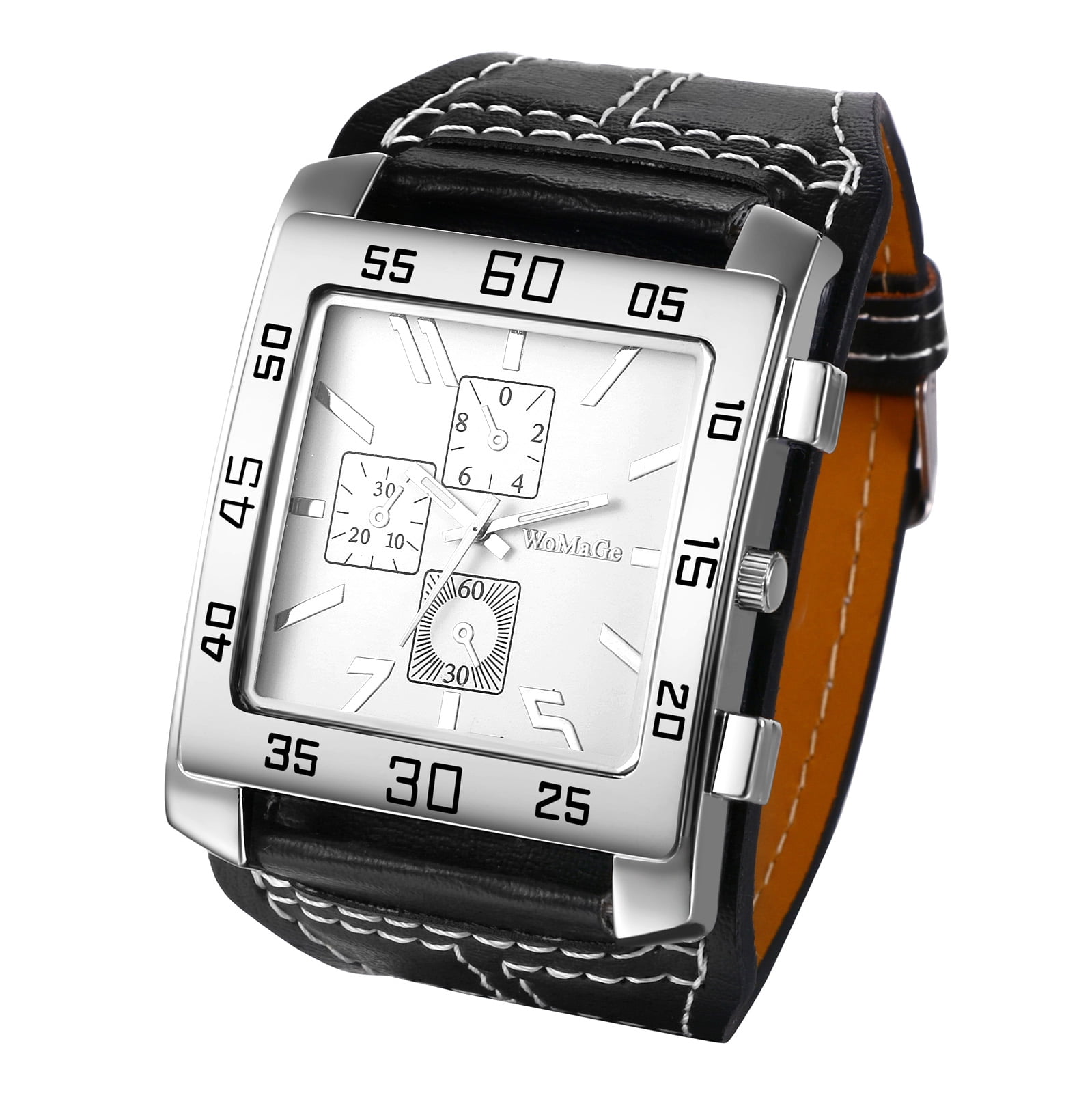 Avaner Square Leather Wrist Watch for Men Punk Analog Quartz Watch ...